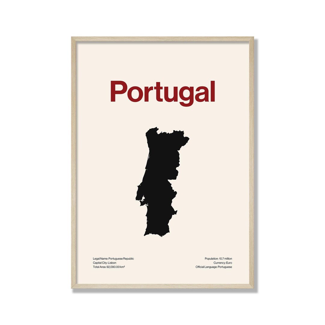 Minimalist Portugal Map Print, Modern Portugal Wall Art, Contemporary ...