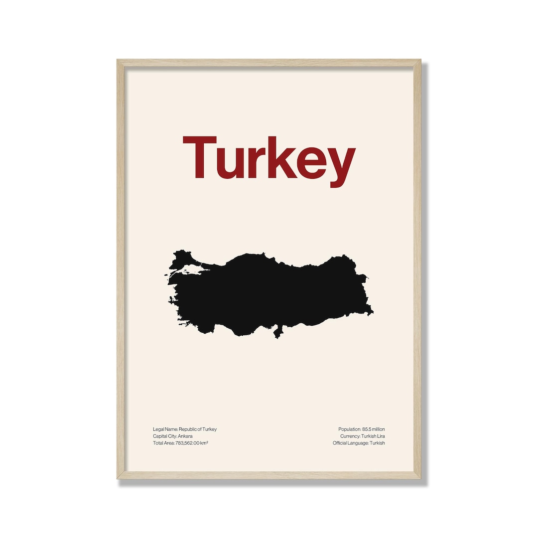 Minimalist Turkey Map Print, Modern Turkey Wall Art, Contemporary ...