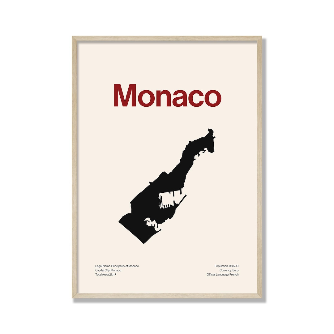 Minimalist Monaco Map Print, Modern Monaco Wall Art, Contemporary ...