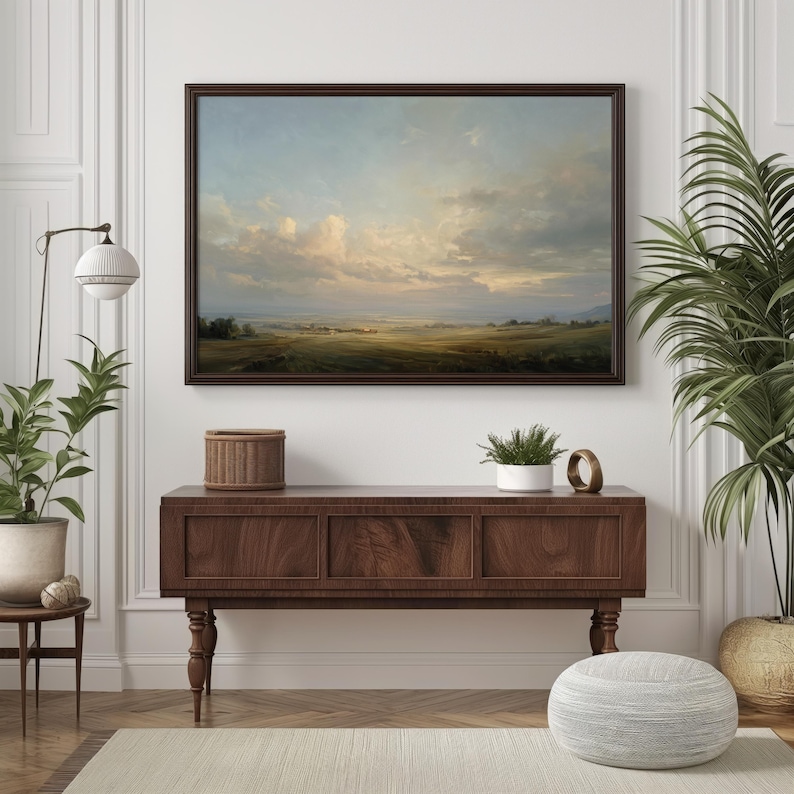 Open Sky Wall Art, Countryside Landscape Print, Atmospheric Meadow ...