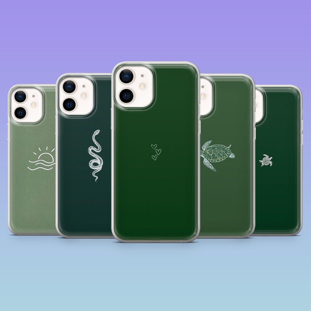 Green Phone Case Simple Minimalist Cover for iPhone 17pro, 16, 15, 14 ...