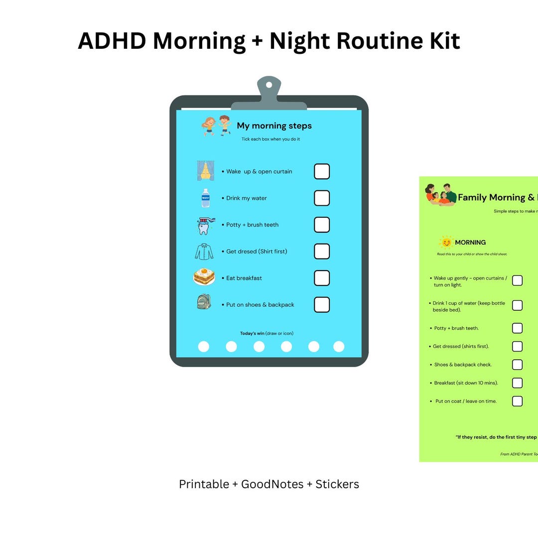 ADHD Morning & Night Routine Sheets - Visual Routine Chart for Kids ...