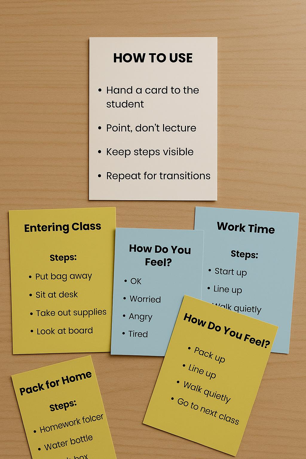 ADHD Classroom Visual Cards | Teacher Handoff Pack | School Routine ...