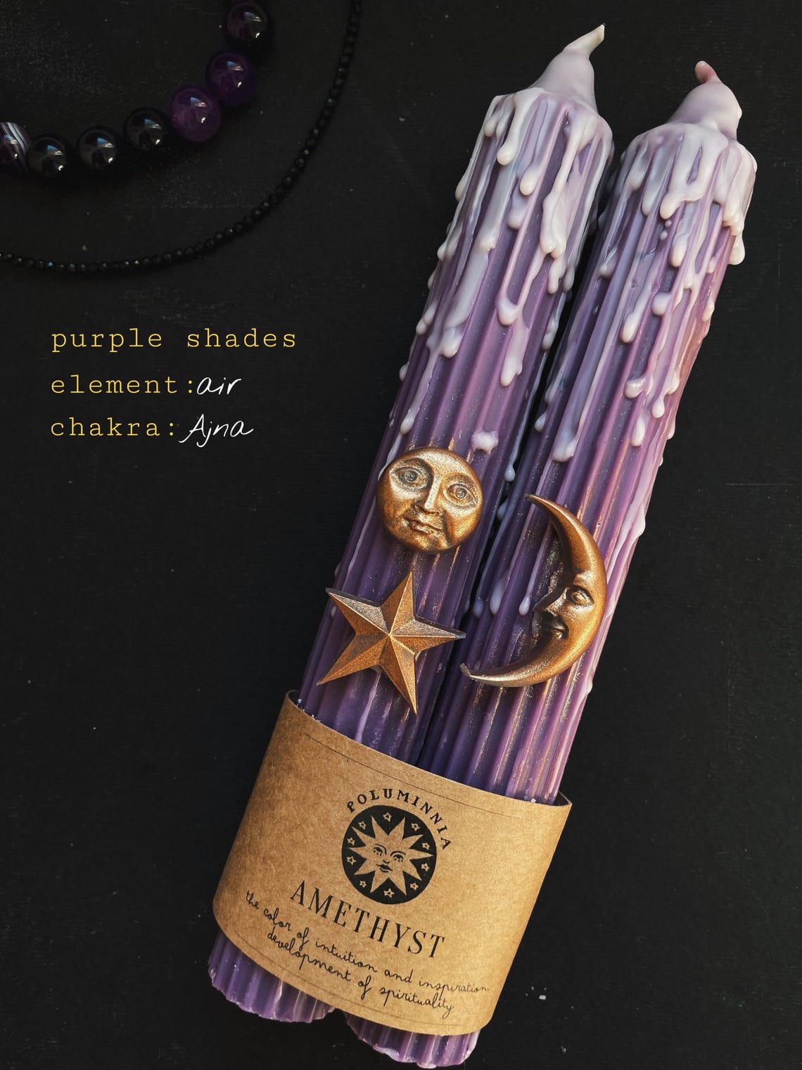 Purple Drip Soy Wax Candle Set: Moon & Sun Altar Ritual - Etsy