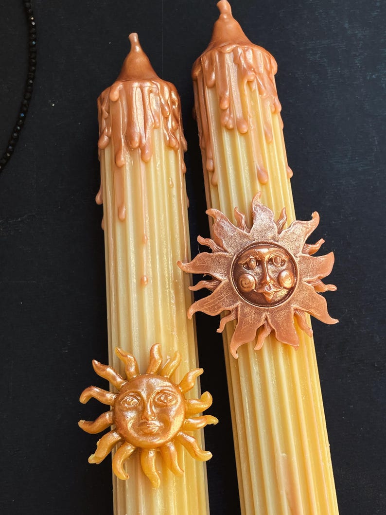 Sun Energy Candle Set | Golden Soy Tapers for Joy & Energy Rituals - Etsy