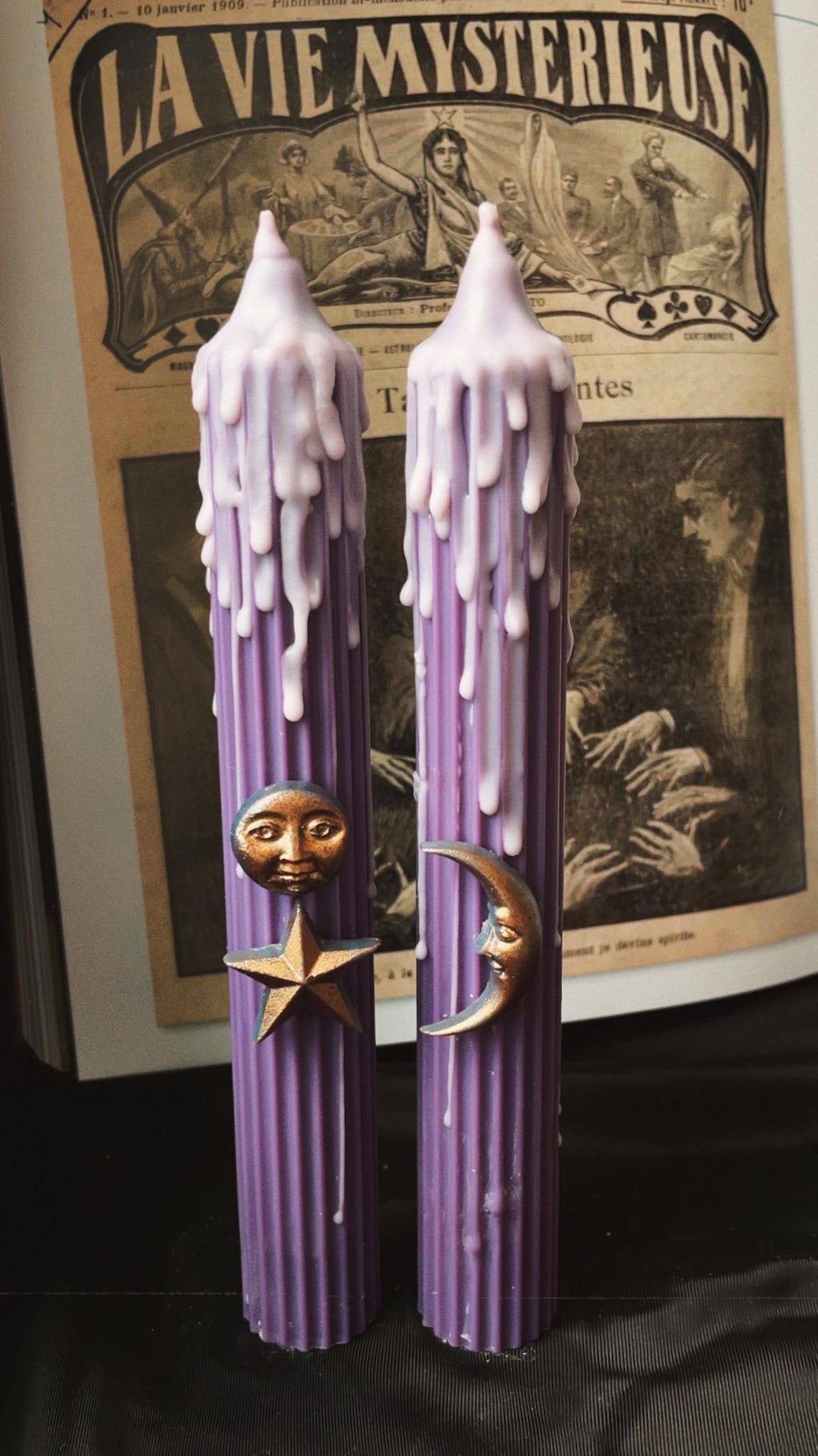 Purple Drip Soy Wax Candle Set: Moon & Sun Altar Ritual - Etsy