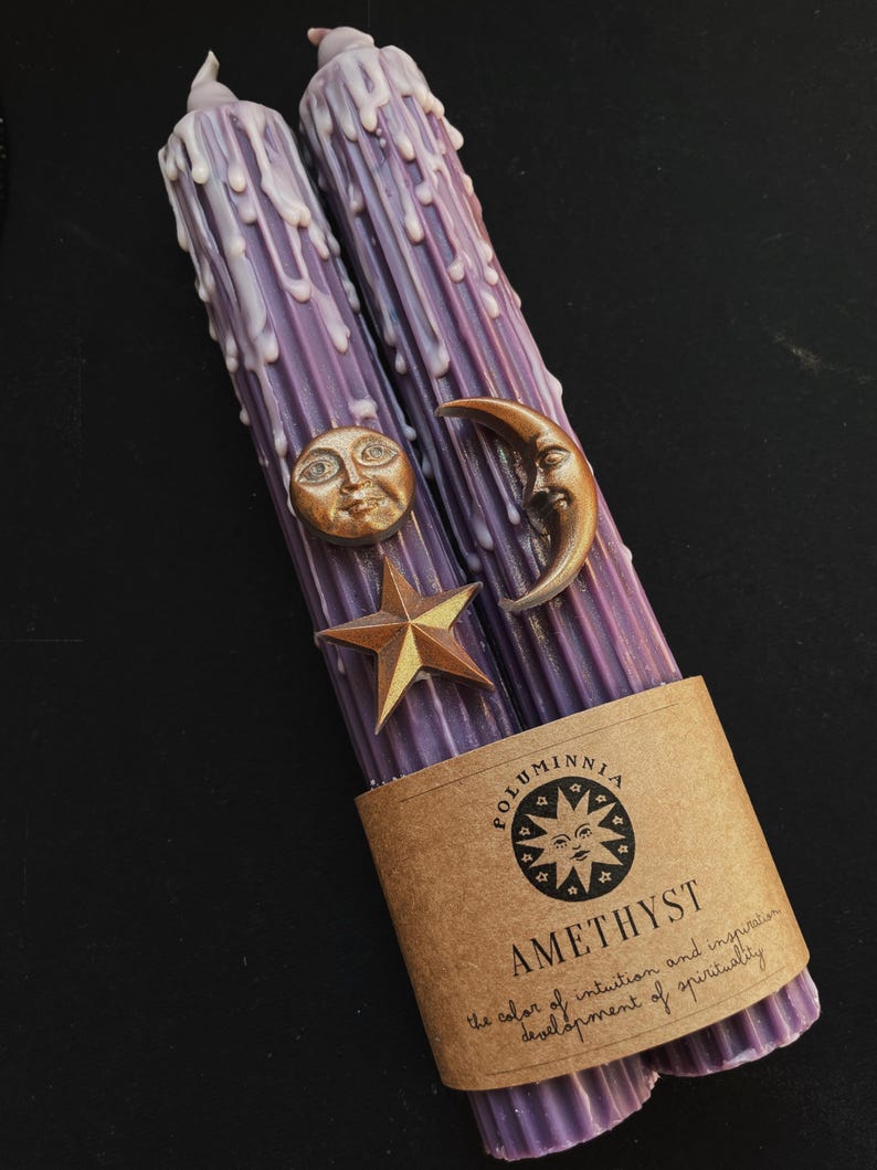 Purple Drip Soy Wax Candle Set: Moon & Sun Altar Ritual - Etsy