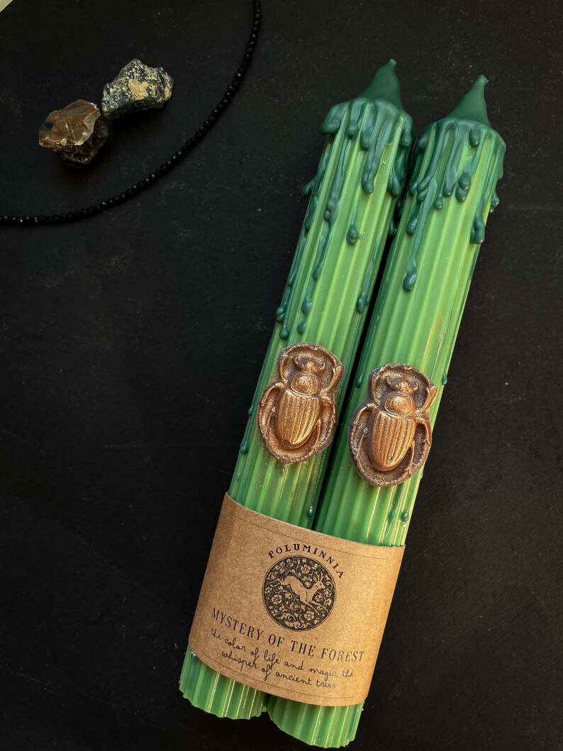 Green Ritual Candle Set - Forest Magic Altar Soy Candles for Meditation ...