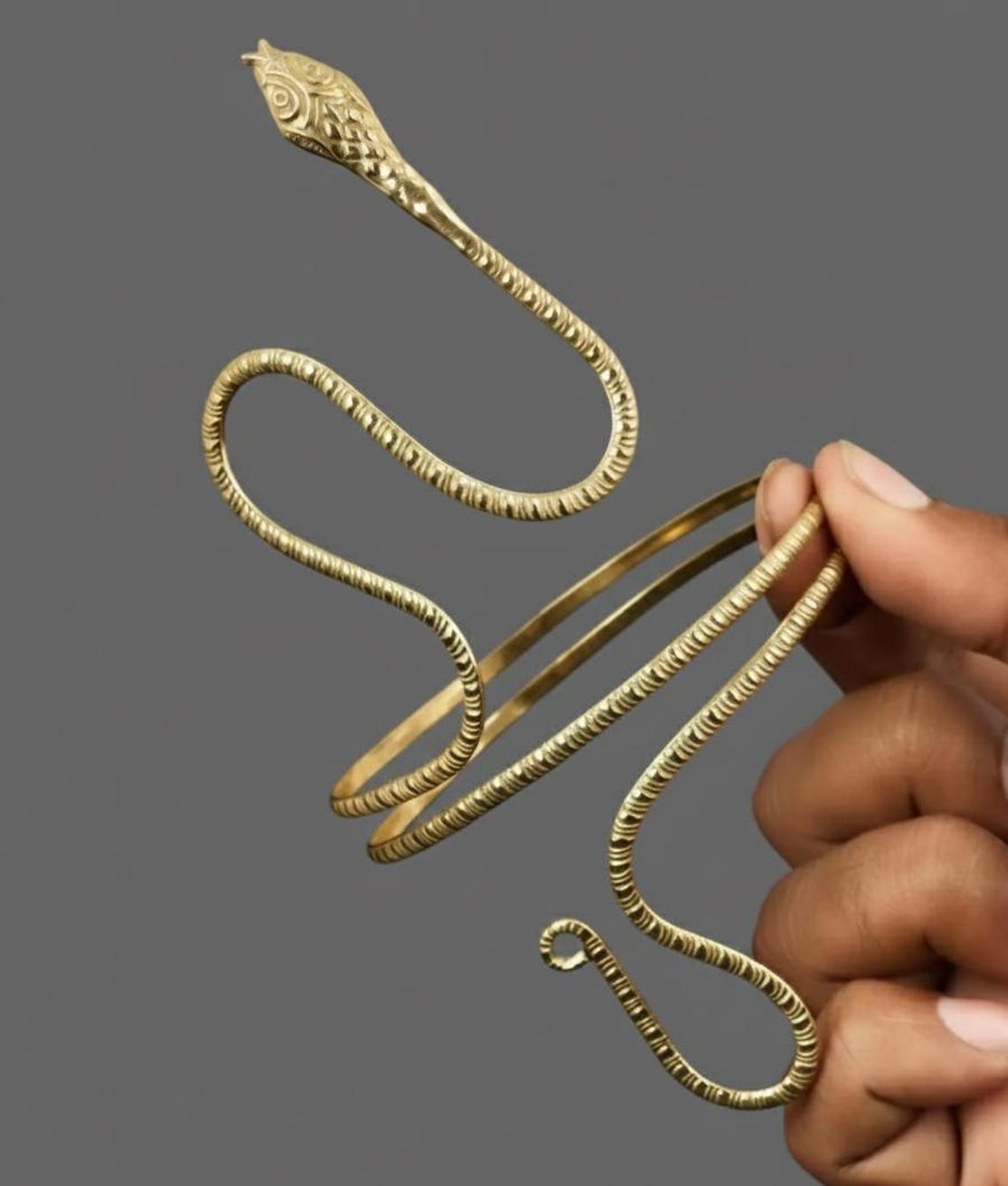 Gold Brass Snake Arm Cuff • Adjustable Boho Serpent Bracelet - Etsy