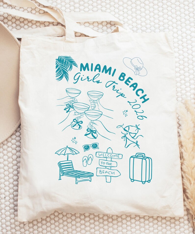 Custom Location Girls Trip Tote Bag – Custom Beach Bag, Bikinis and ...