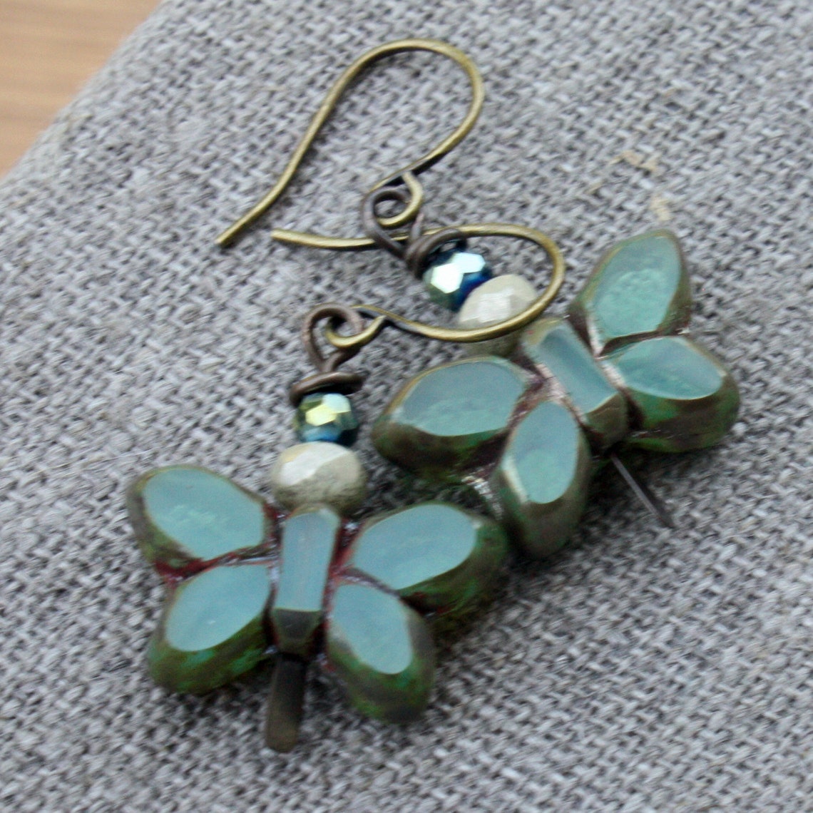 Little Flutterby (aqua Teal) Czech Butterfly Earrings - Czech Glass ...