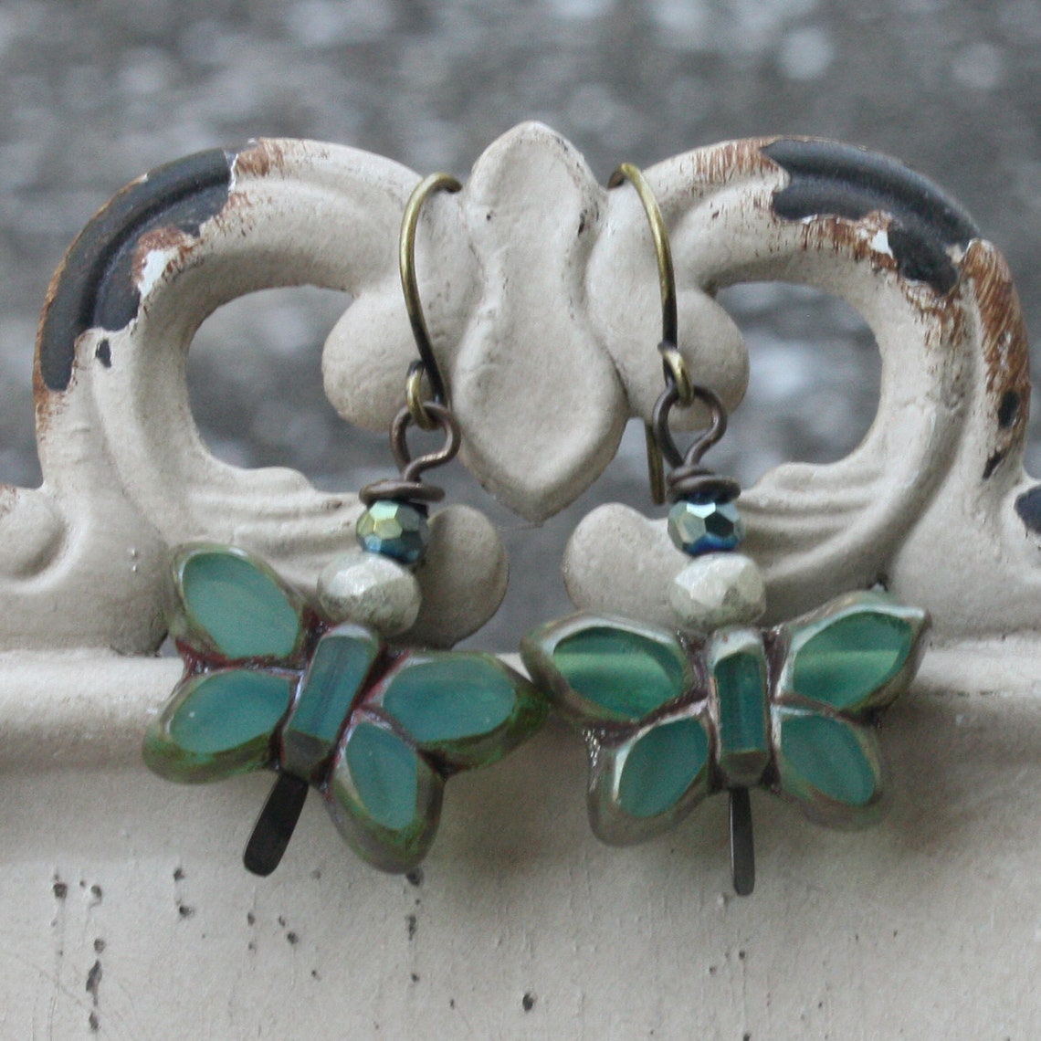 Little Flutterby (aqua Teal) Czech Butterfly Earrings - Czech Glass ...
