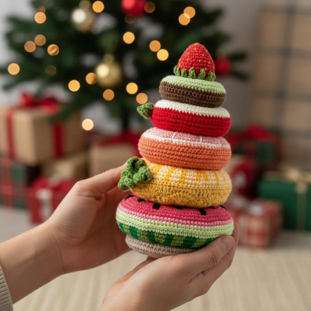 Fruit Stacking Rings Crochet Pattern, Amigurumi Baby Toy, Montessori ...