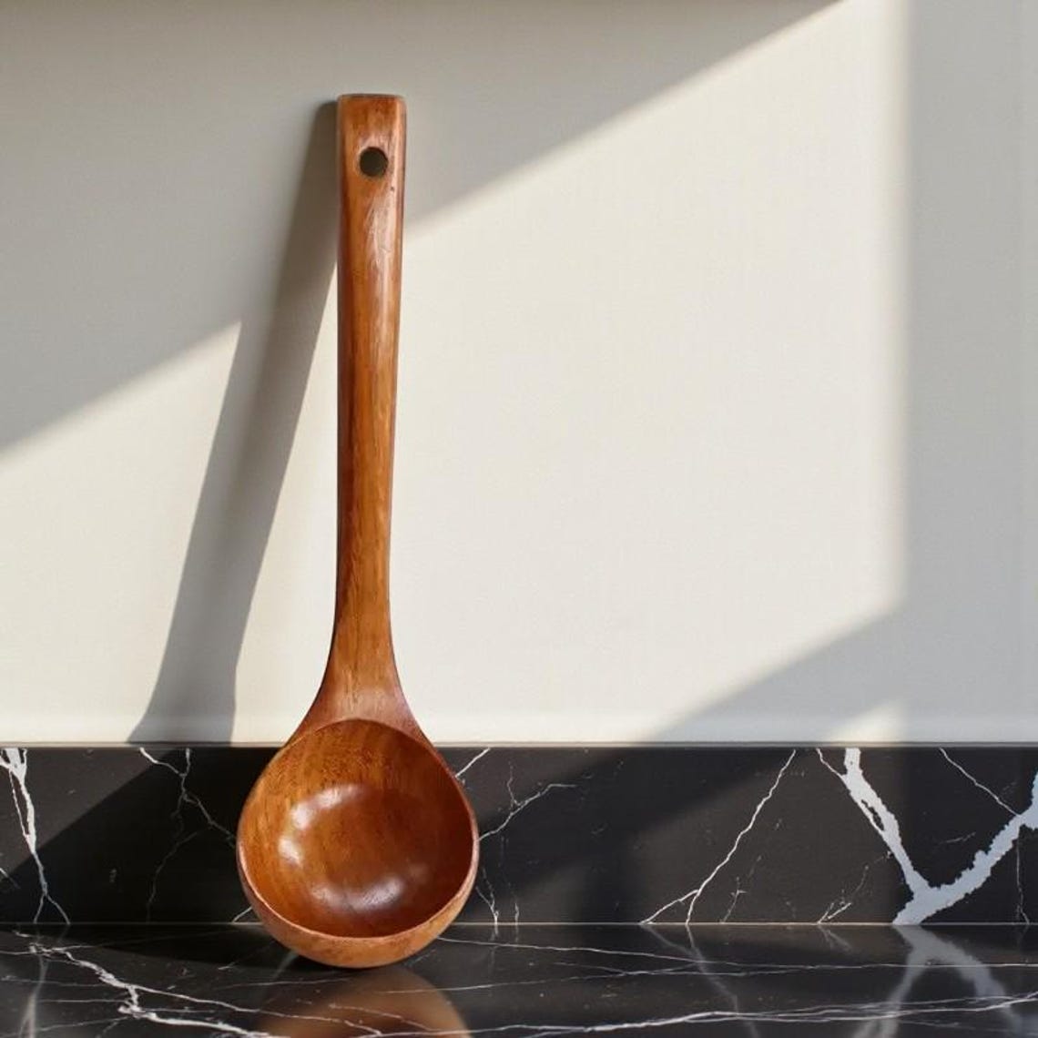 Handcrafted Wooden Ladle for Cooking – Rustic Soup Spoon & Eco-friendly ...