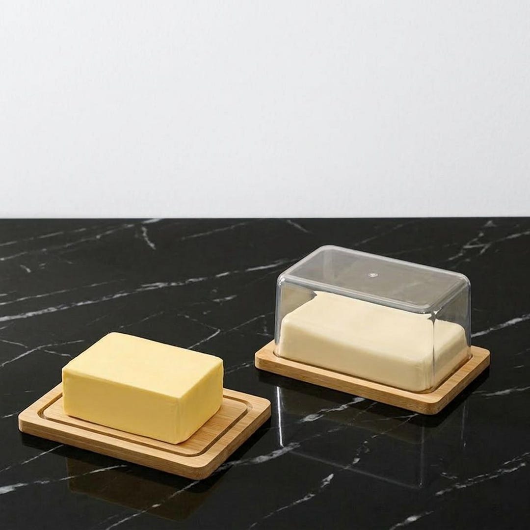 Rustic Wooden Butter Dish With Airtight Clear Cover Modern Butter ...
