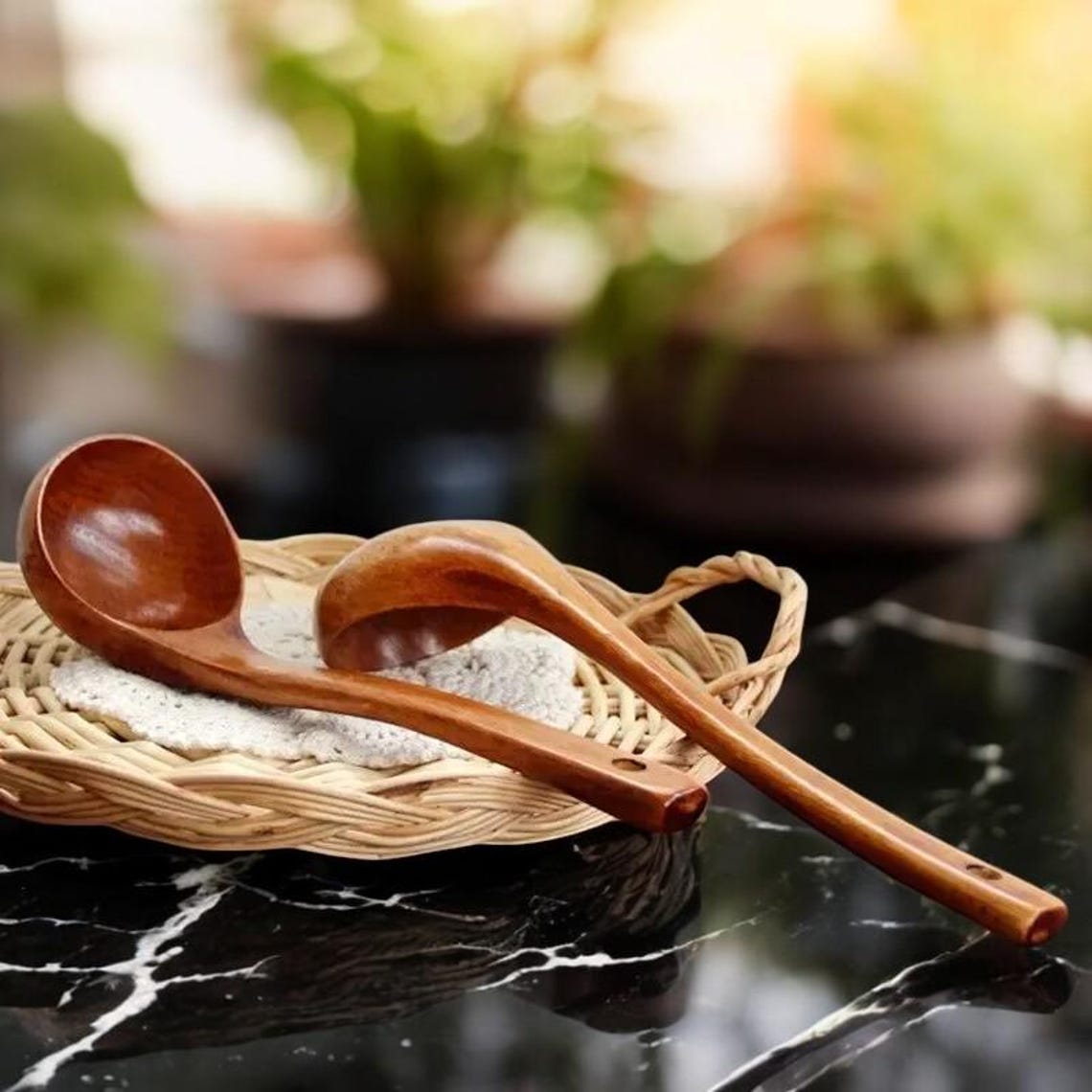 Handcrafted Wooden Ladle for Cooking – Rustic Soup Spoon & Eco-friendly ...