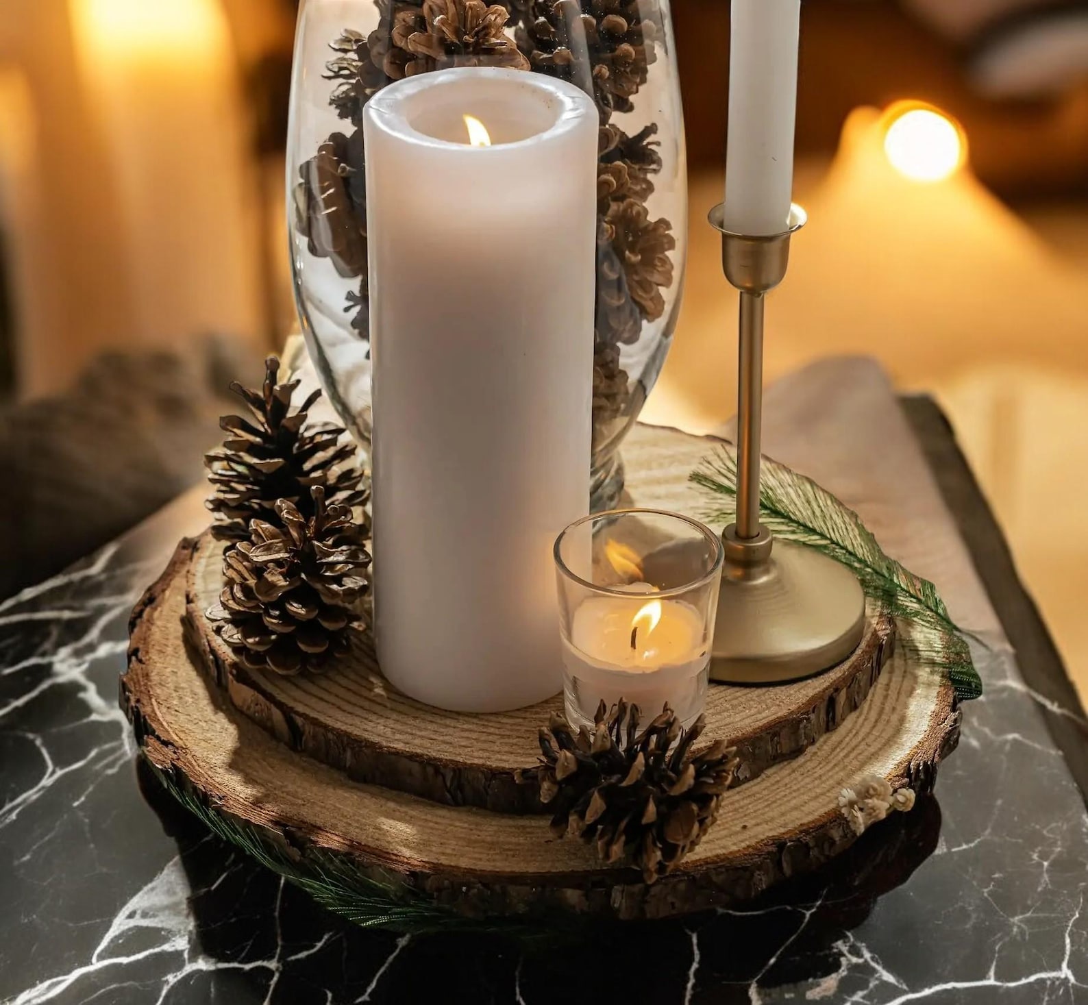 Rustic Wood Slice Centerpieces | Natural Wooden Rounds for Farmhouse ...