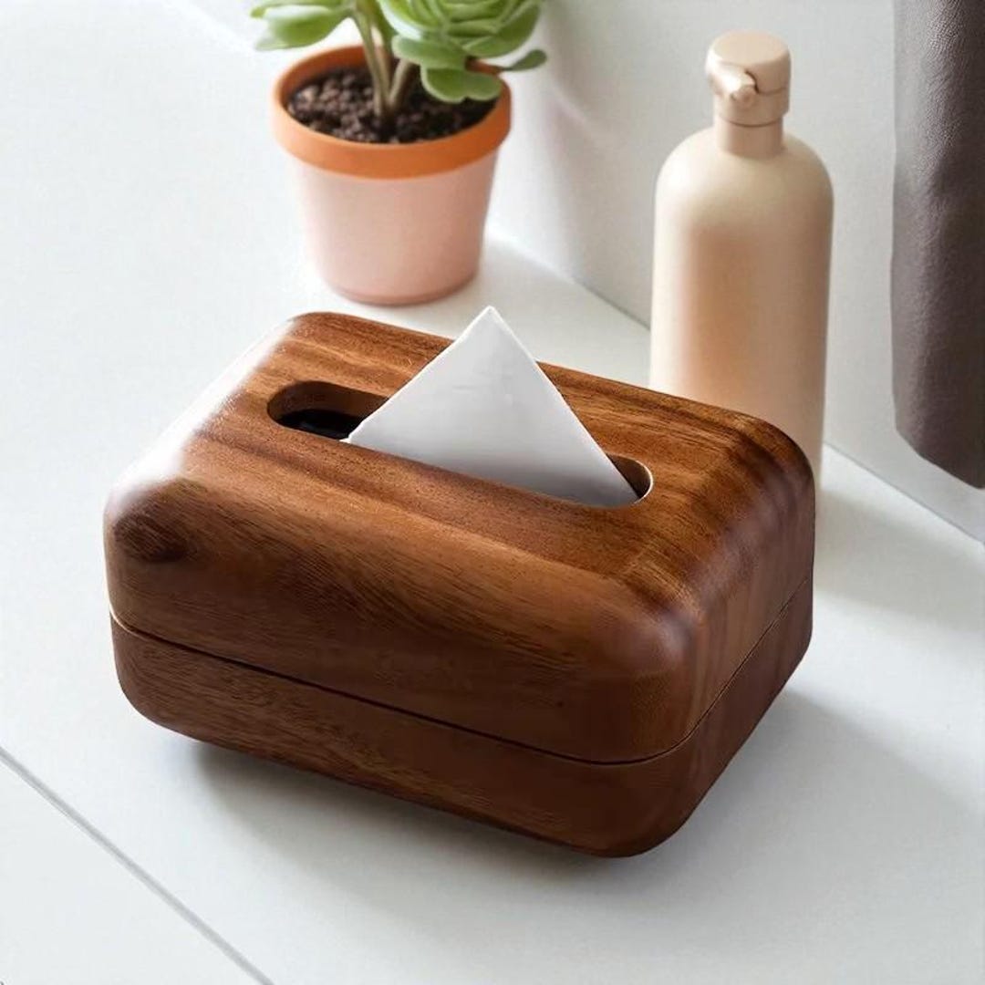 Walnut Tissue Box Cover | Solid Wooden | Tissue Holder | Non-spliced ...
