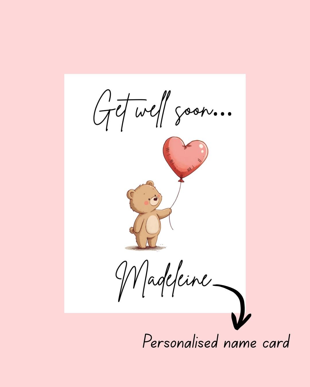Personalised Get Well Soon Card – Minimalist Design, Custom Name Option ...