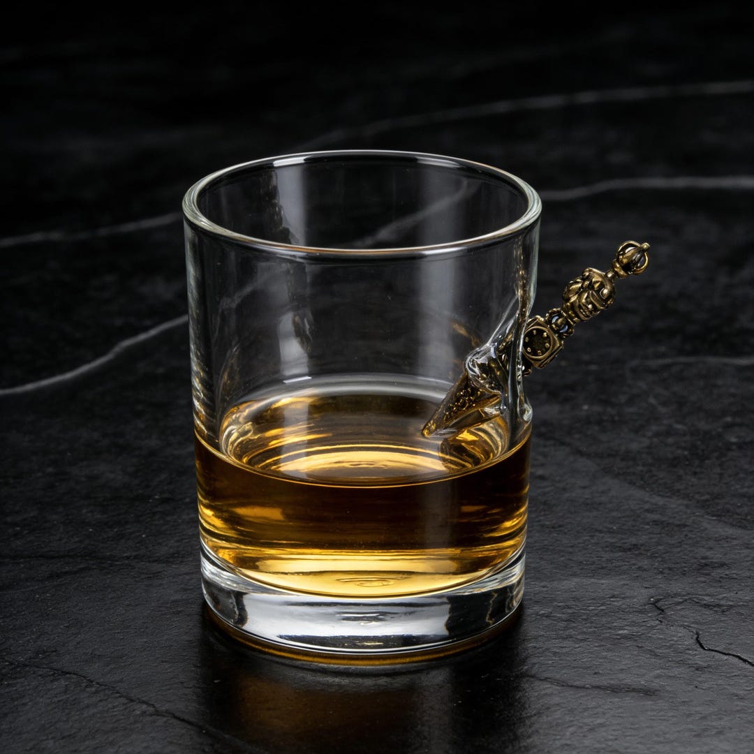 Artistic Clear Glass With Embedded Metal Detail | 8.5 Oz Designer ...