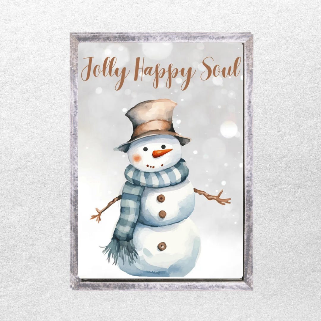 Jolly Happy Soul Snowman Wall Art, Christmas Printable Decor, Cozy ...