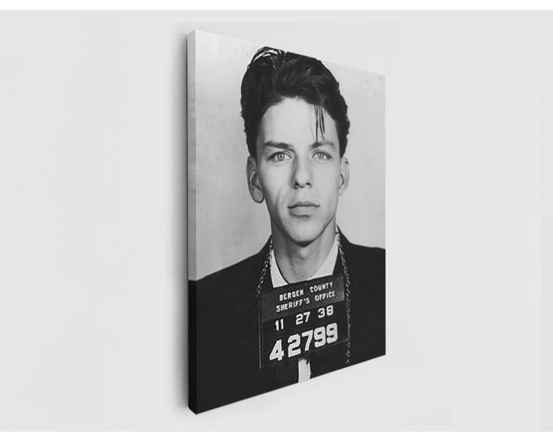 Iconic Singer Mugshot Canvas - Vintage Music Legend Wall Art, Black and ...