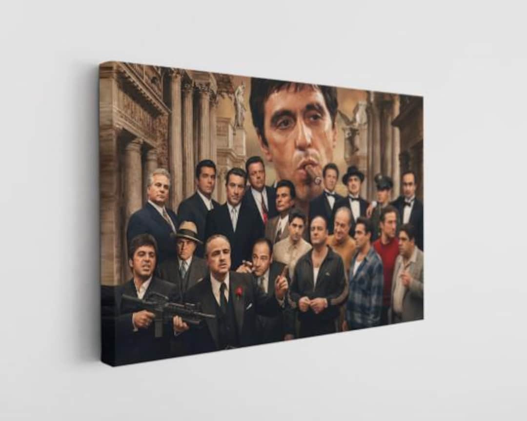 Mafia Portrait Canvas Print, Classic Gangster Room Art, Vintage Mob ...