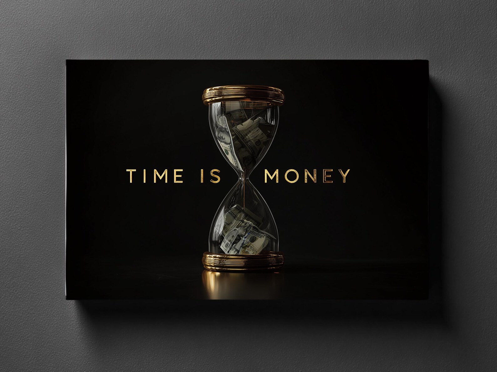 Time is Money Canvas, Motivational Quote Wall Art - Hourglass of Wealth ...