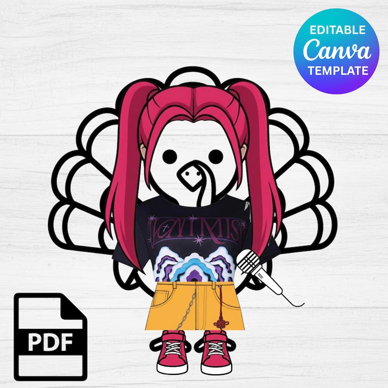 KPOP Demon Hunters Turkey Disguise Printable, Kpop Star Turkey, Kpop ...