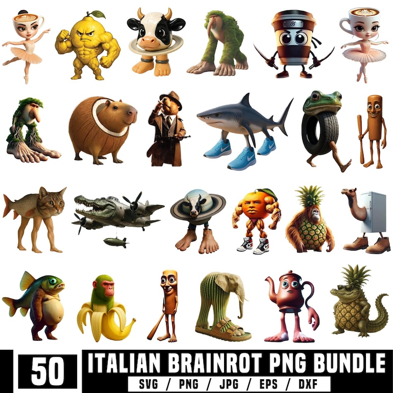 Italian Brainrot Characters Png - Etsy