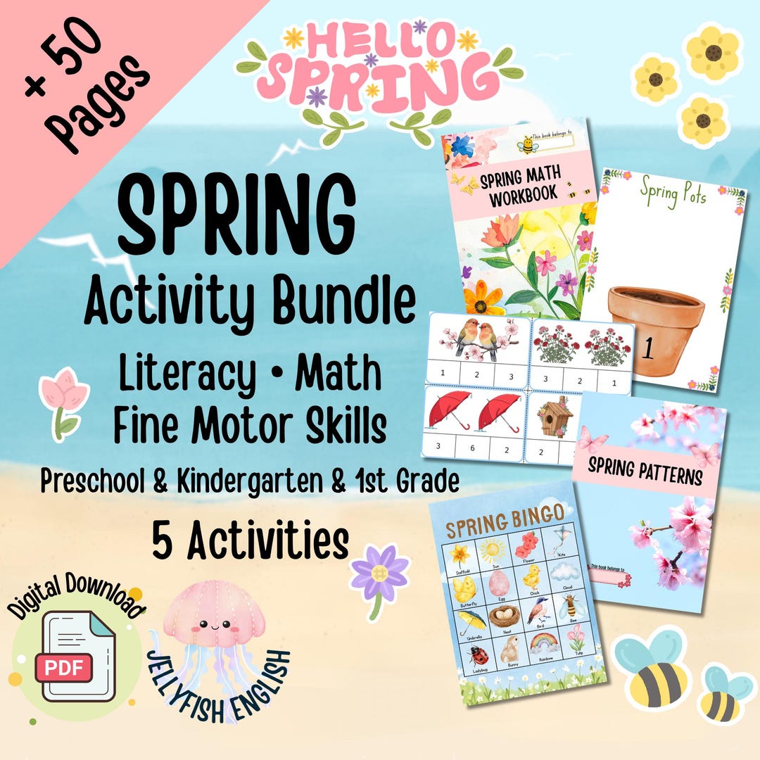 Spring Preschool & Kindergarten Bundle | Math and Fine Motor Skills for ...