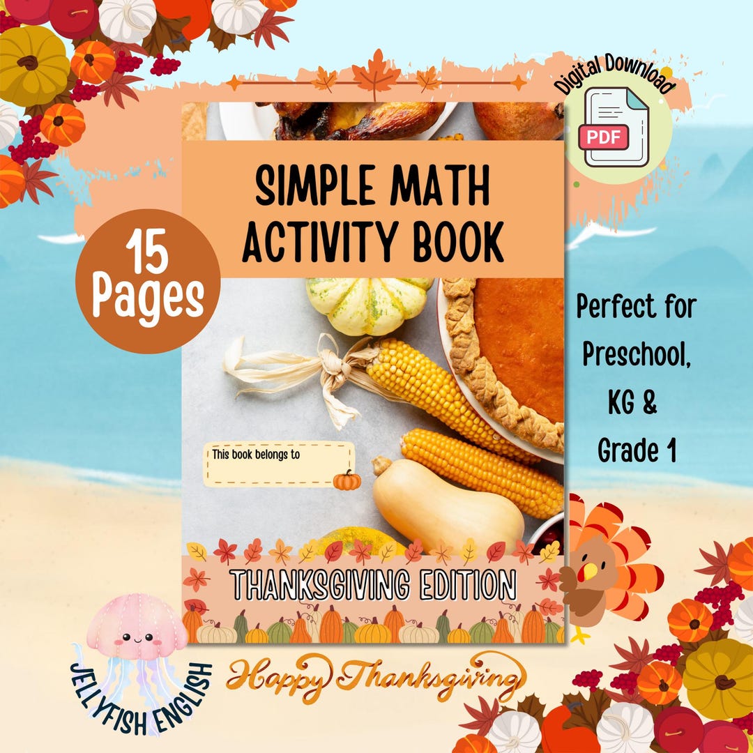 Thanksgiving Math Workbook, Preschool Kindergarten, Counting 1-10 (PDF ...