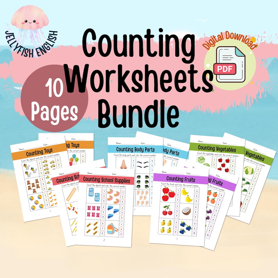 Counting Worksheets Bundle Preschool & Kindergarten Math Activities ...