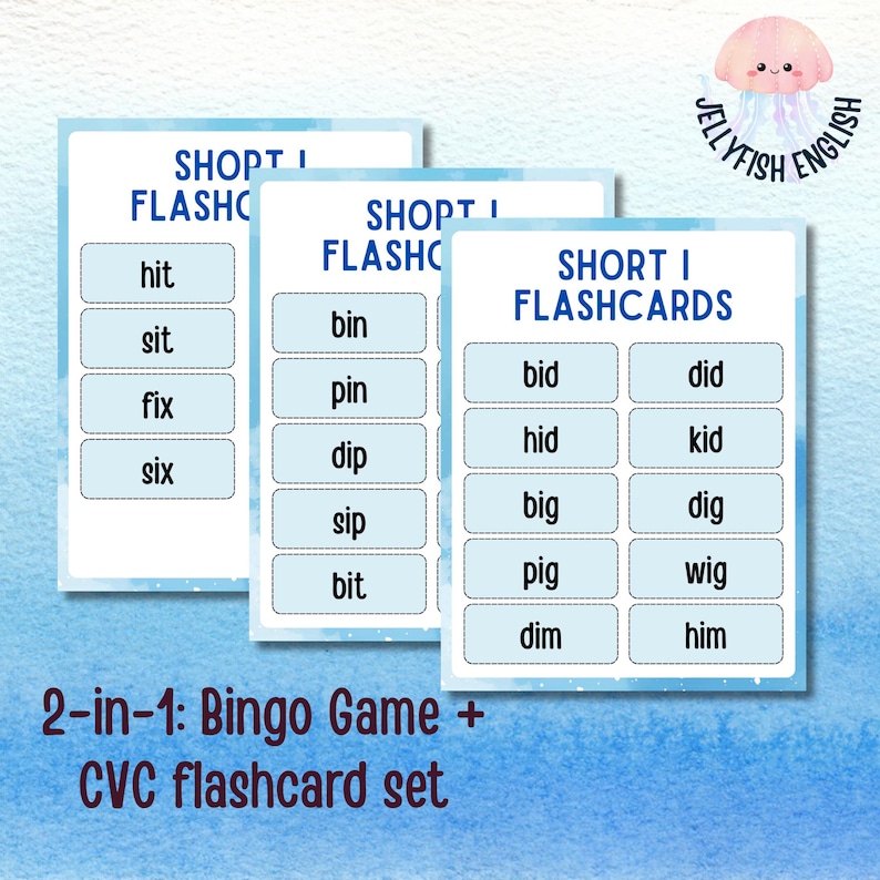 Phonics Short I CVC Word Bingo | 100 Cards With Flashcards for ...