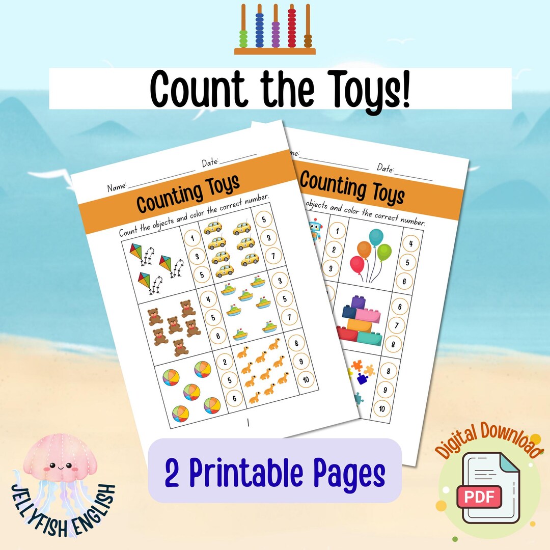 Toy Counting Worksheets 1-10 | Pre-k Kindergarten Math | Number ...
