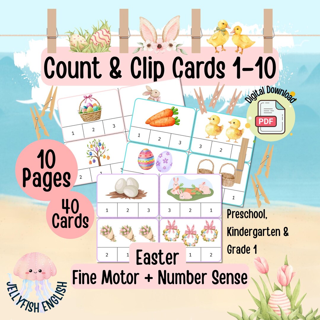 Easter Count & Clip Cards 1-10 | Preschool Math Fine Motor Skills - Etsy