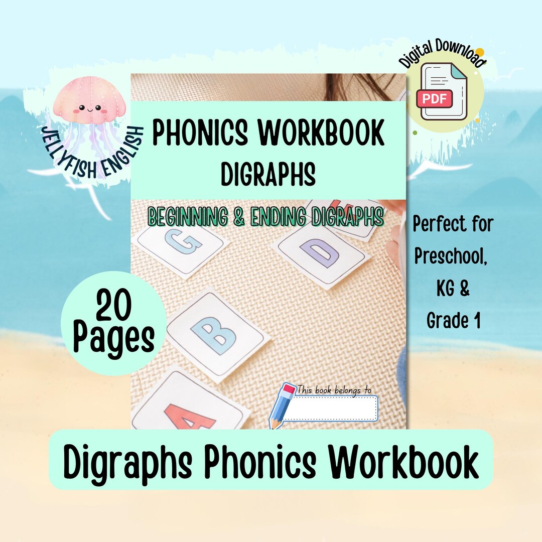 Digraphs Phonics Workbook for Kindergarten and 1st Grade | Literacy ...