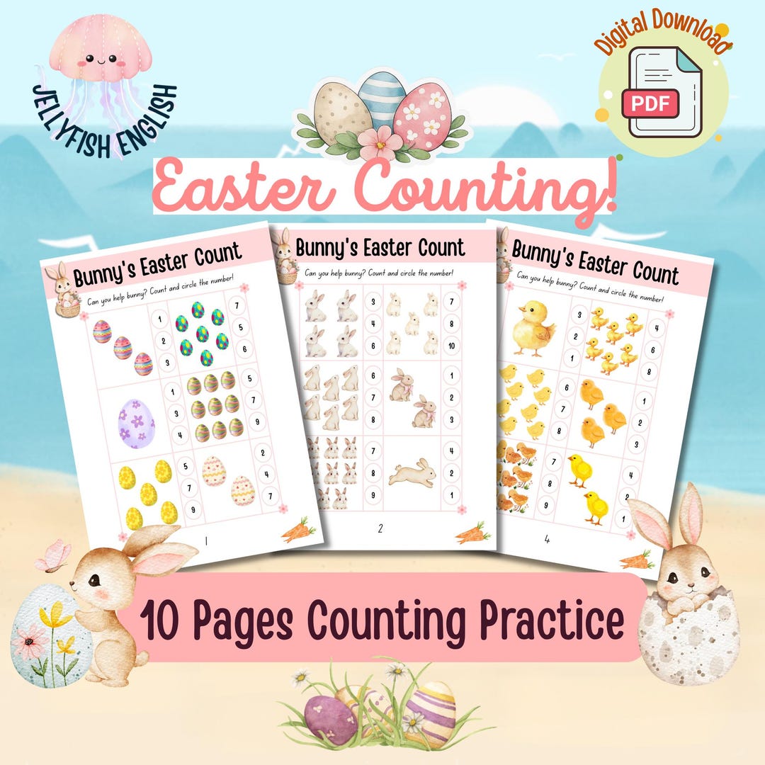 Easter Bunny Counting Pages | Holiday Counting Worksheets Preschool 1 ...
