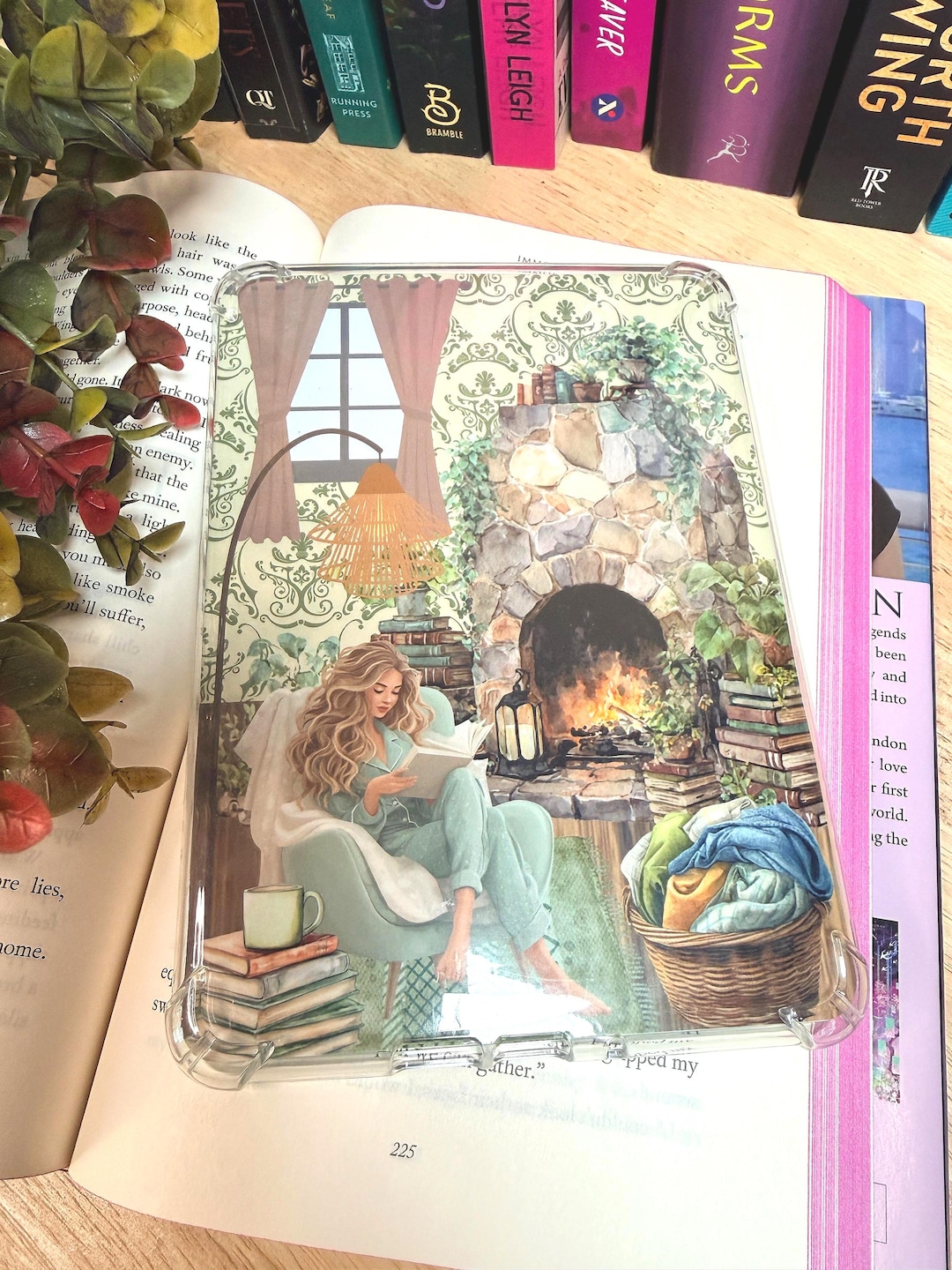 Cozy Fireplace Kindle Insert | Cottagecore E-reader Decor - Etsy