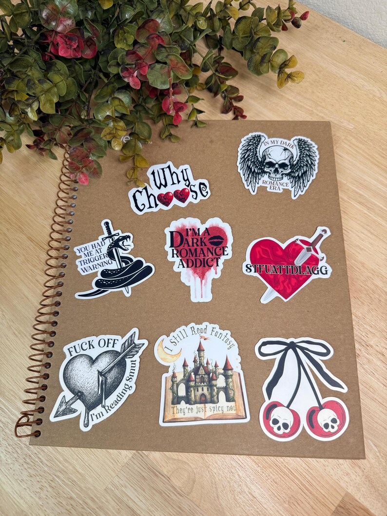 Gothic Skull Cherry Sticker | Dark Romance Bookish Sticker - Etsy