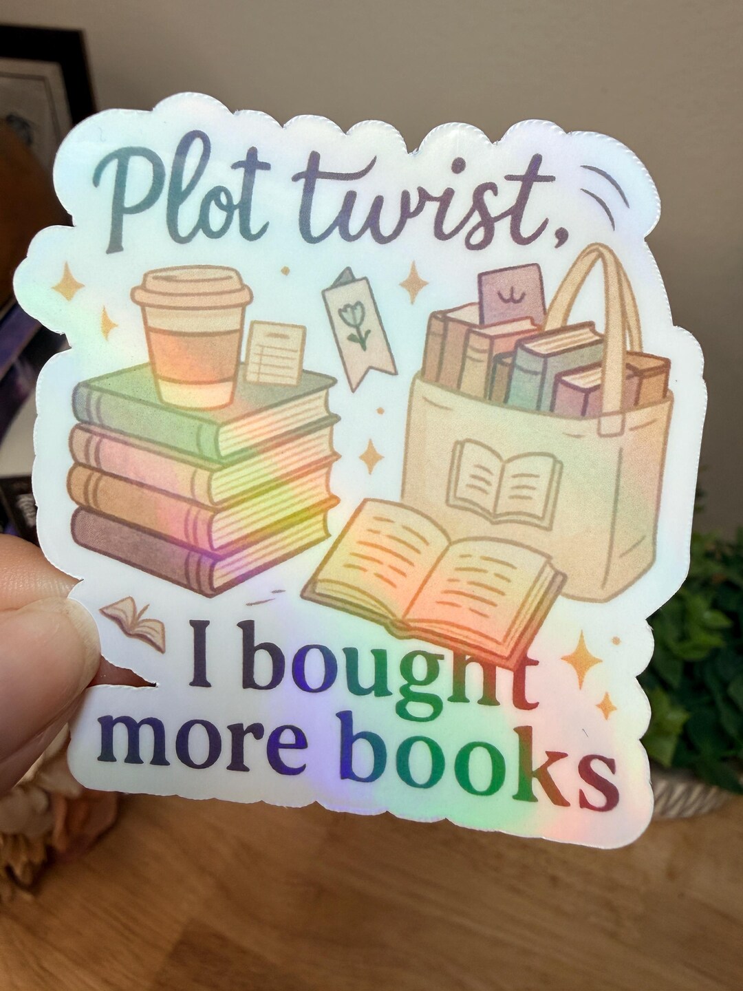 Plot Twist Holographic Sticker | Book Lover Gift - Etsy