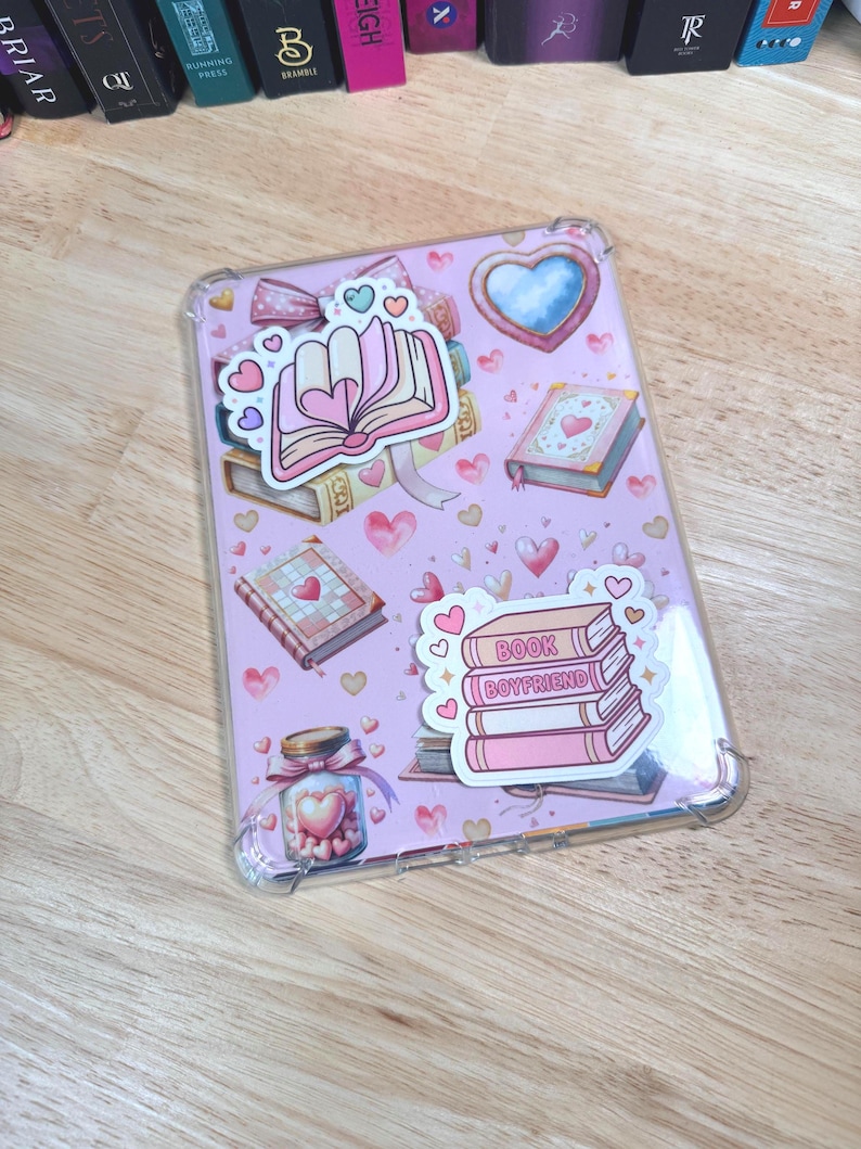 Book Boyfriend Sticker | Pink Book Stack, Hearts | Waterproof Vinyl - Etsy