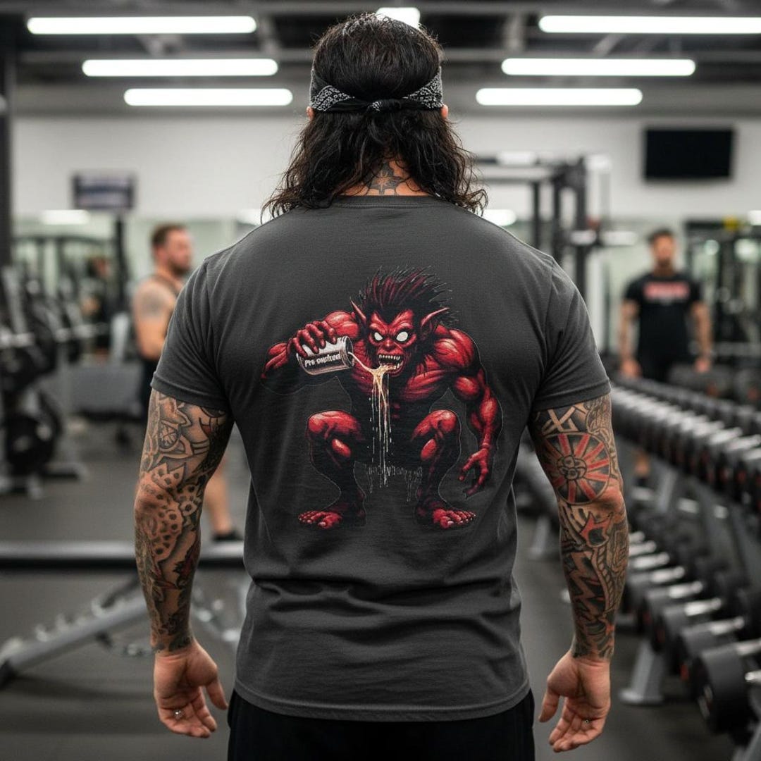 Pre-workout Goblin Workout Tee, Scary Gym T-shirt, Men's Lightweight ...