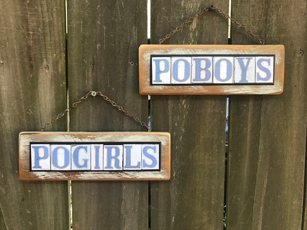 New Orleans Po Boy Street Tile Sign: Salvaged Wood Restroom Art - Etsy
