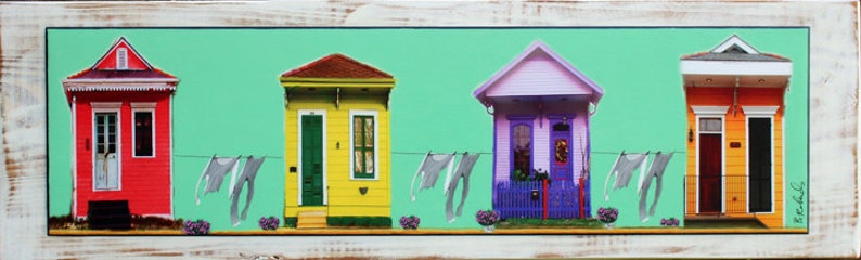 New Orleans Architecture, Colorful Collage Print Matted and Frame Ready ...