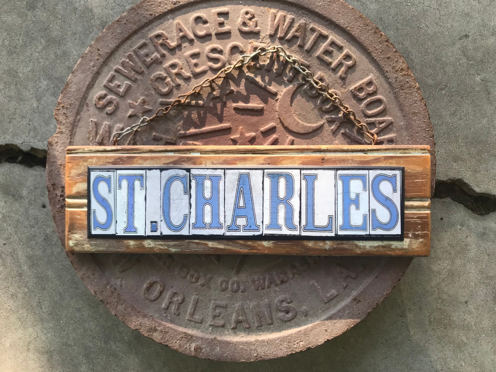 New Orleans Art, Street Sign, Recycled Wood, St. Charles Avenue, Gift ...