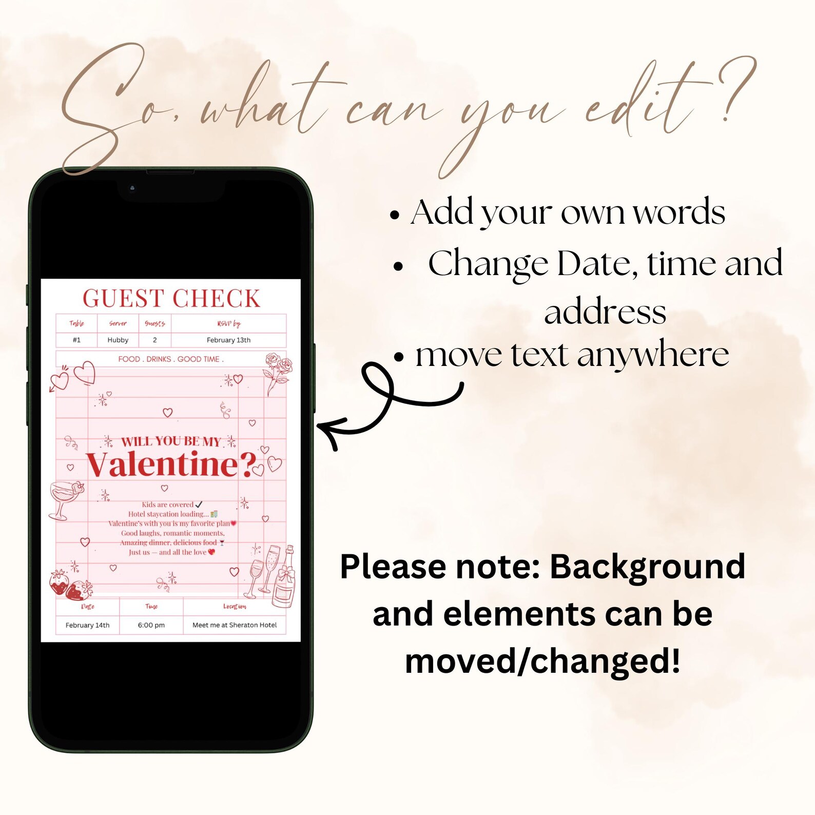 Will You Be My Valentine Invitation, Guest Check Valentine Card ...