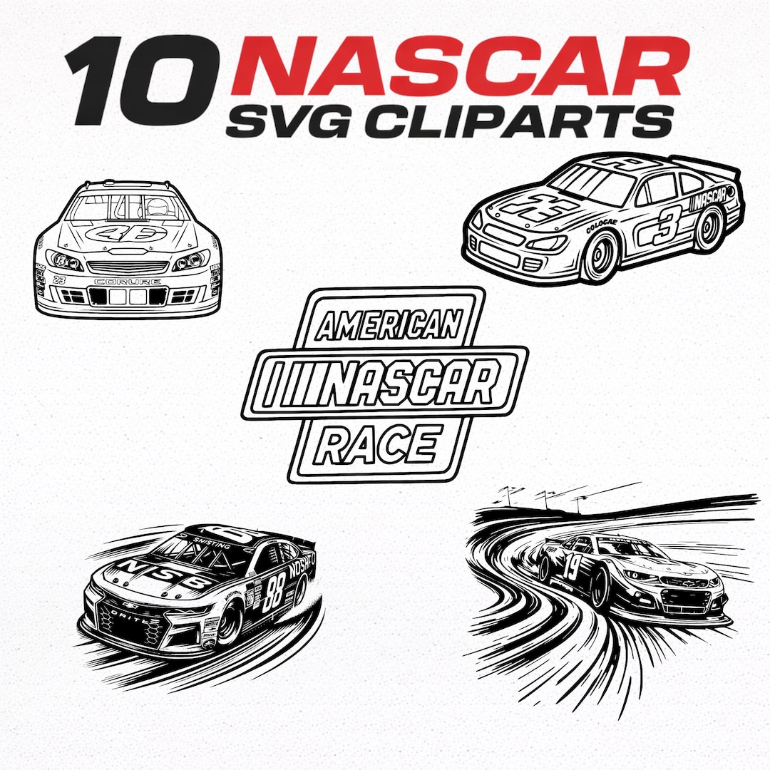 Nascar SVG Clipart Bundle | Race Car Vector, Cricut, Silhouette ...