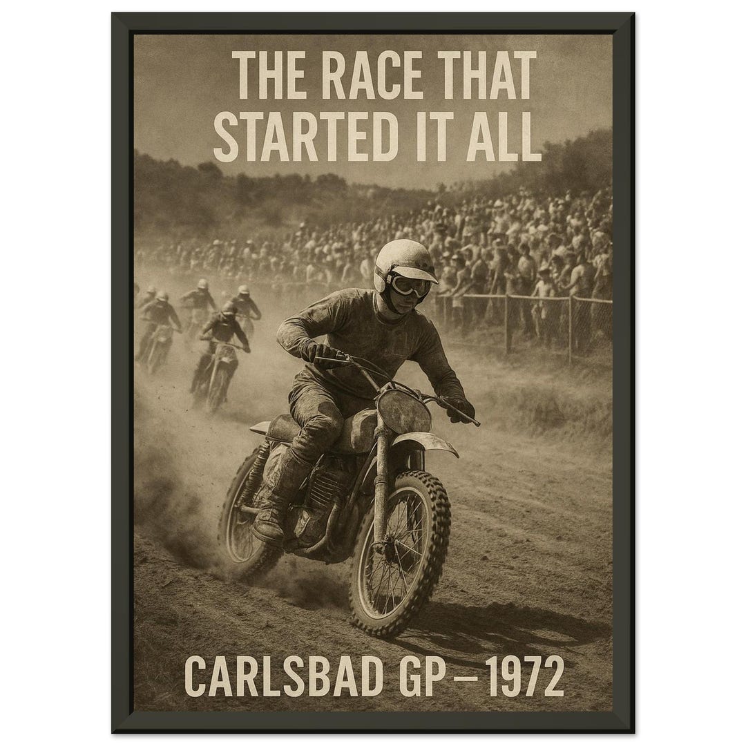 Vintage Motocross Poster | Carlsbad GP 1972, Framed Dirt Bike Art - Etsy