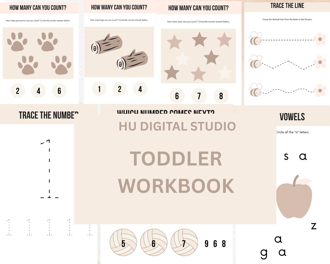 Toddler Learning Workbook Printable PDF 92 Pages Tracing Counting ...